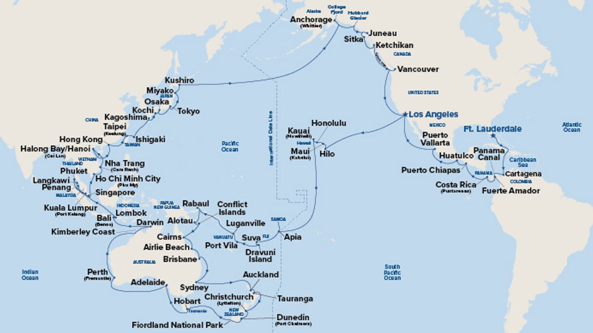 Princess Cruises Unveils 2027 World Cruise Grand Circle Pacific Voyage ...